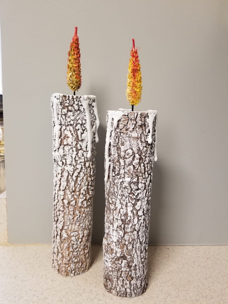 Log Candles Rustic Log Decorative Faux Candle Log Wooden - Etsy