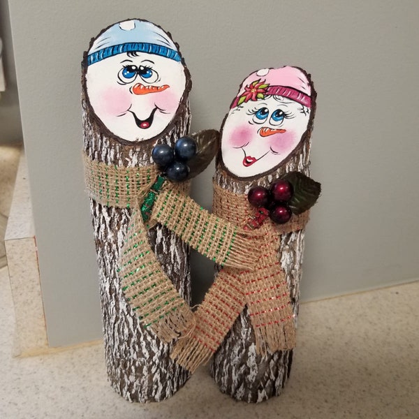 Log Snowman - Etsy