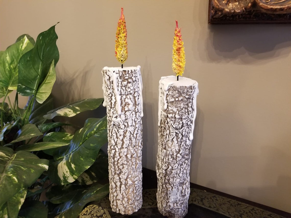 Log Candles Rustic Log Decorative Faux Candle Log Wooden - Etsy