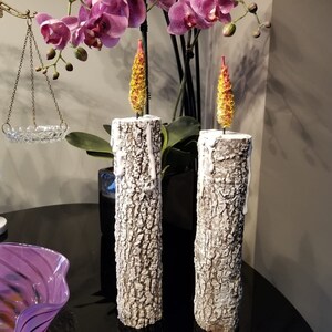 Log Candles Rustic Log Decorative Faux Candle Log Wooden Pillar Faux ...