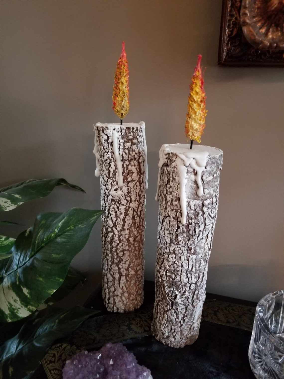 Log Candles Rustic Log Decorative Faux Candle Log Wooden - Etsy