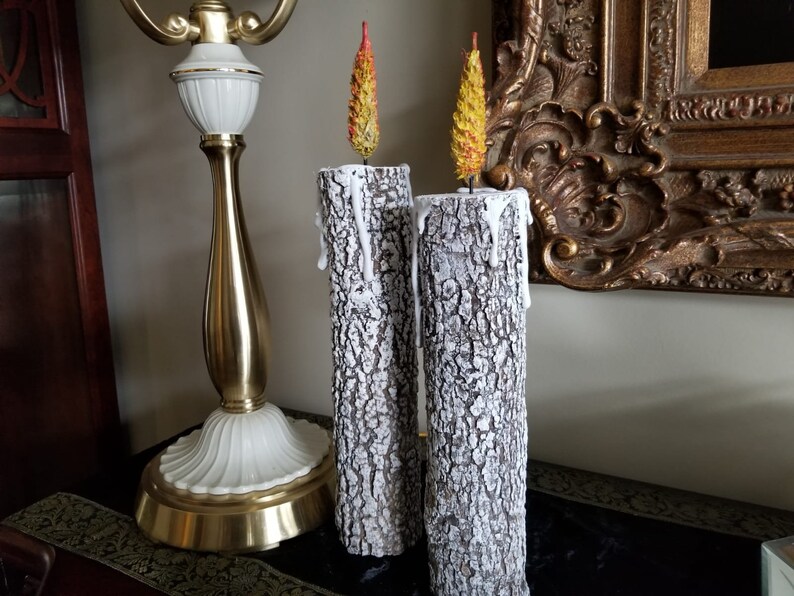 Log Candles Rustic Log Decorative Faux Candle Log Wooden - Etsy