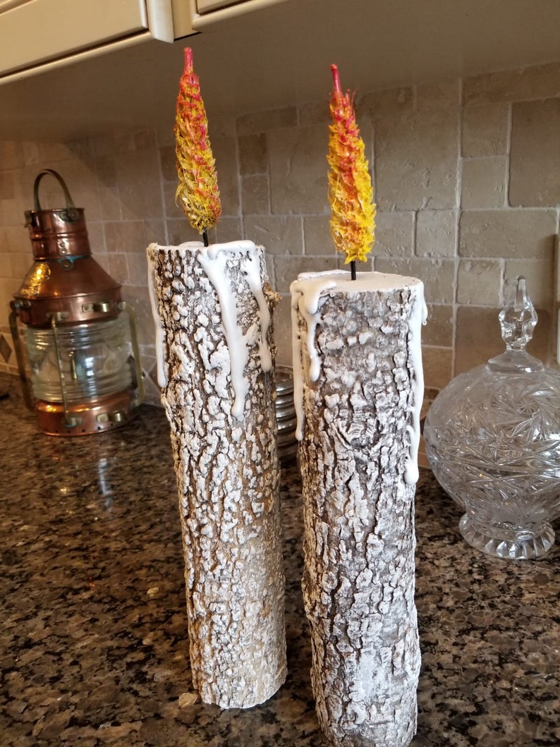 Log Candles Rustic Log Decorative Faux Candle Log Wooden - Etsy