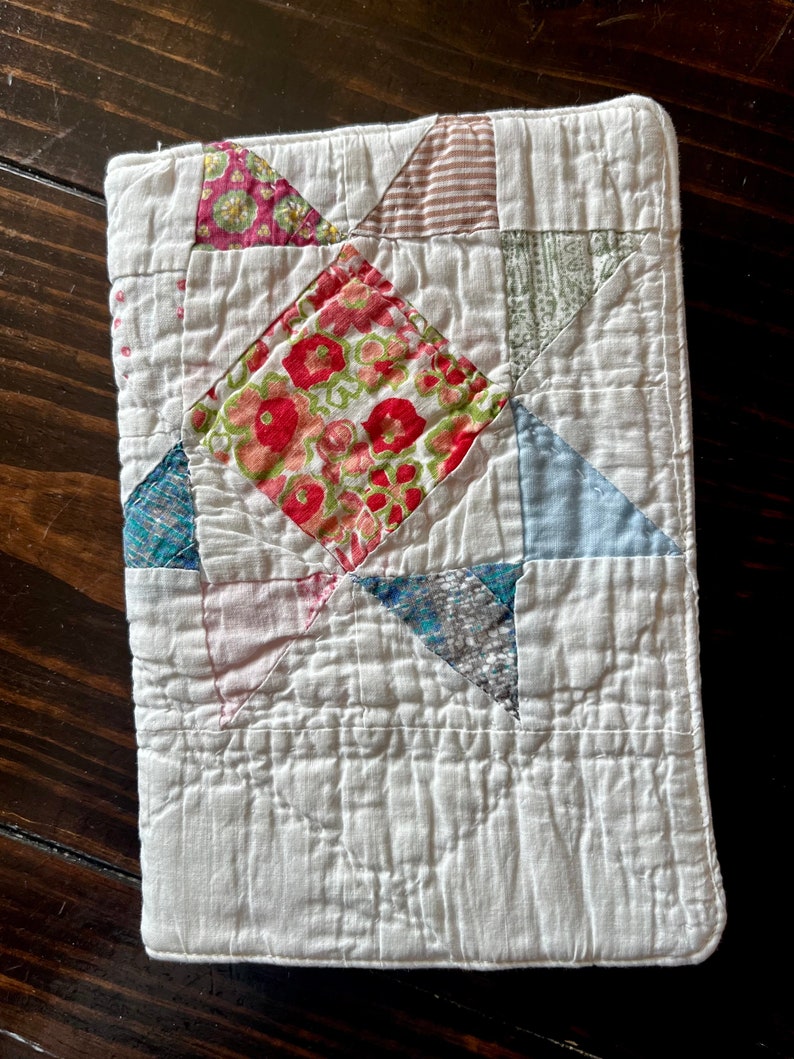 Handmade Quilted Journal Cover, Vintage Quilt Block Journal Cover ...