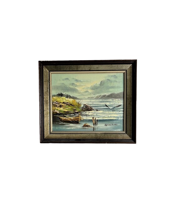 Original Oil Painting on Hardboard Lake Scene Oil Painting - Etsy