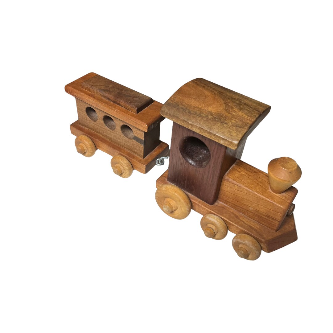 Vintage Toy Train Solid Wood Hand Crafted Wooden Train With Engine and ...