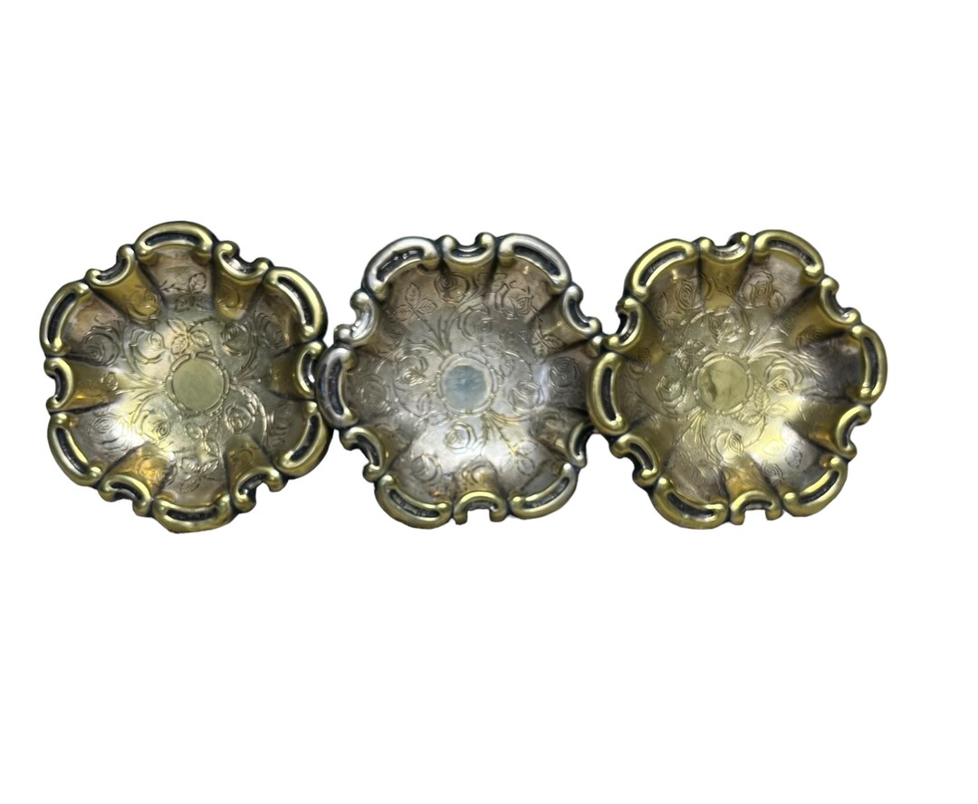 Vintage Italian Salt Cellars 3 Ornate Brass Small Salt Cellars Made in ...