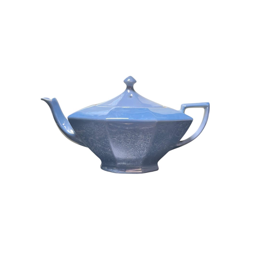 Vintage Teapot From Czechoslovakia Pale Blue Teapot Pearlized Glaze ...