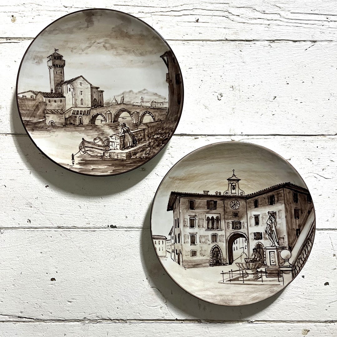 Vintage Plates Italian Pisa Wall Decor Made in Italy Hand Painted ...