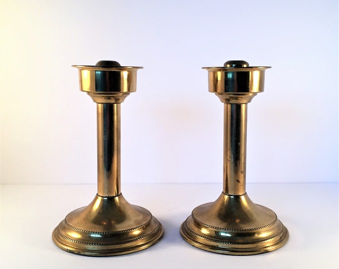 Antique Candlesticks Spring Loaded Candle Holders Tall Tapered Candle ...