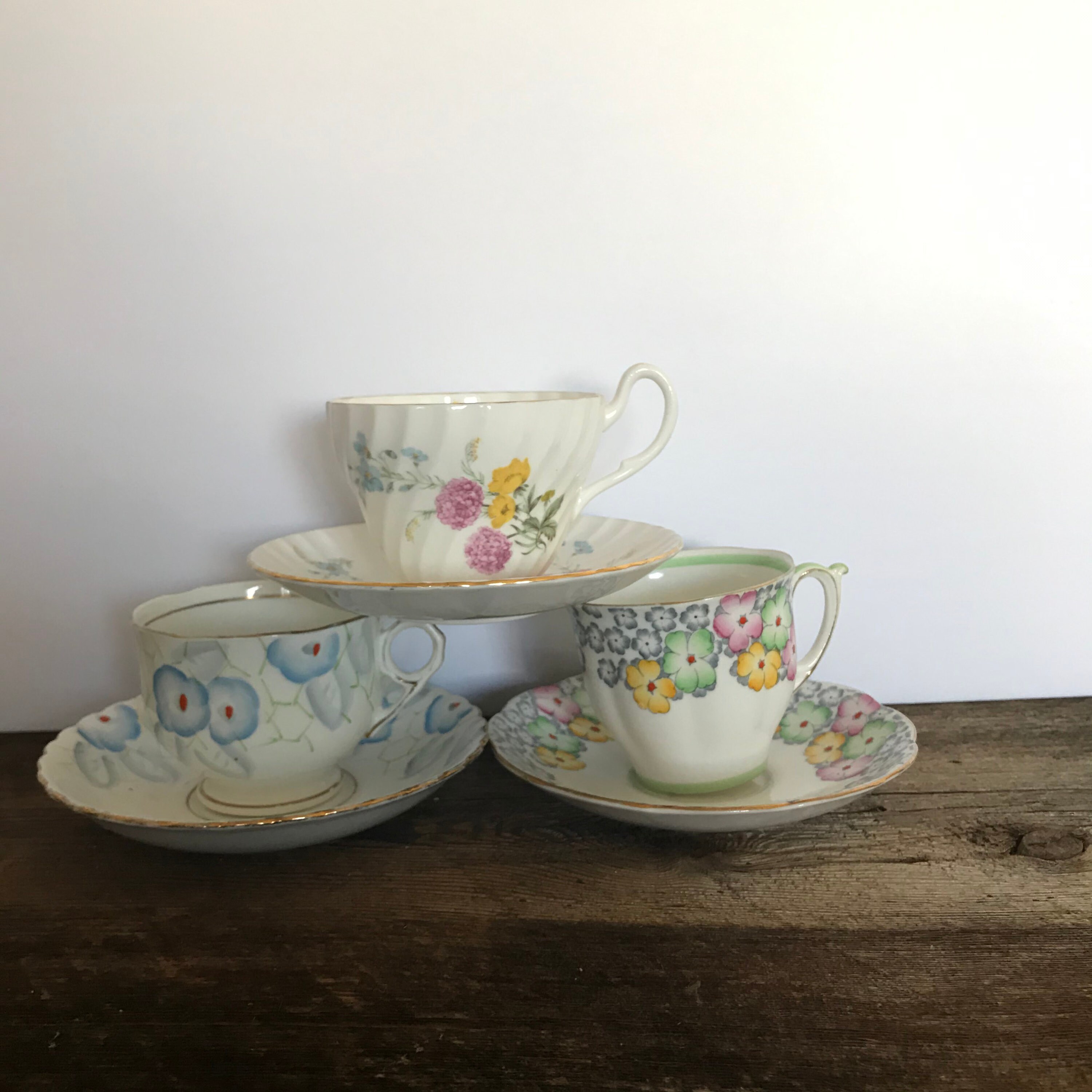 Vintage teacups English china tea cups floral fine bone china | Etsy