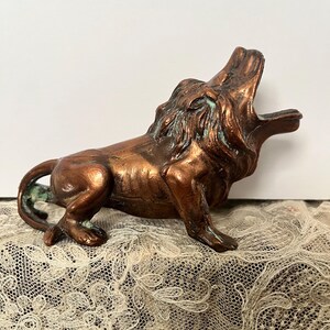 Copper Lion Figure Solid Copper Lion Vintage Home Decor Accent Made in ...