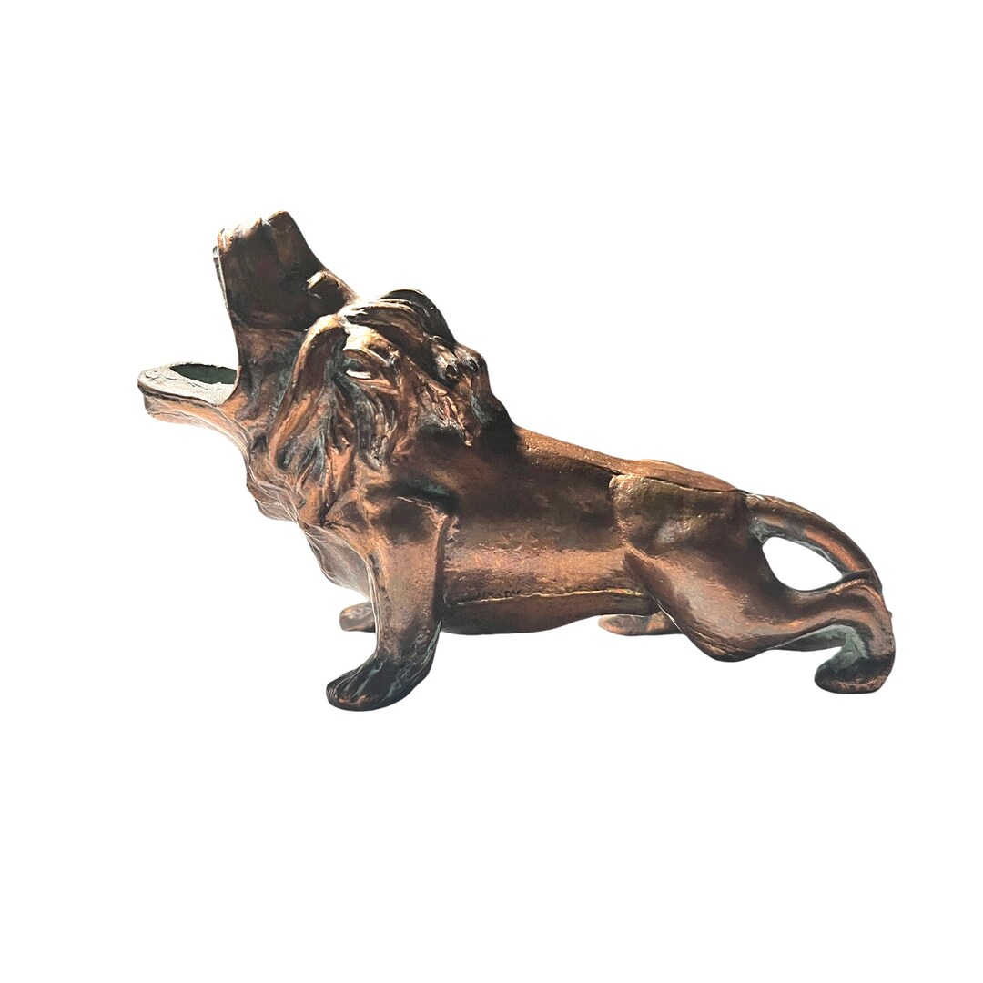 Copper Lion Figure Solid Copper Lion Vintage Home Decor Accent Made in ...