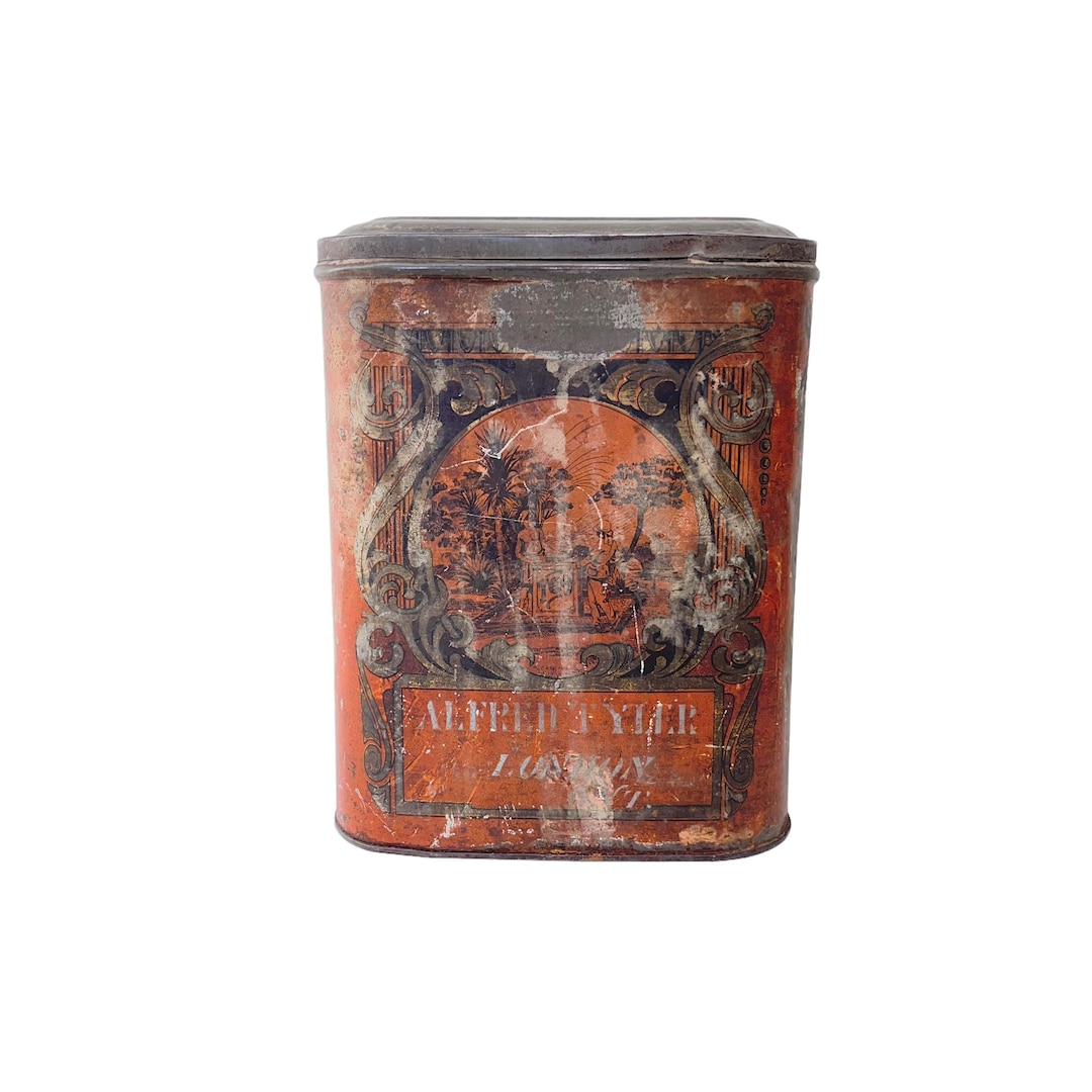 Rare Antique Tin Large Red Metal Tin Alfred Tyler London Farmhouse ...