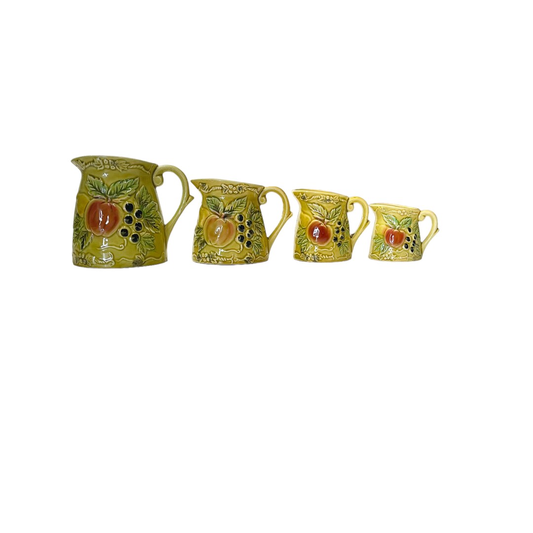 Vintage Measuring Cups Made in Japan Olive Green Ceramic Measuring Cups ...