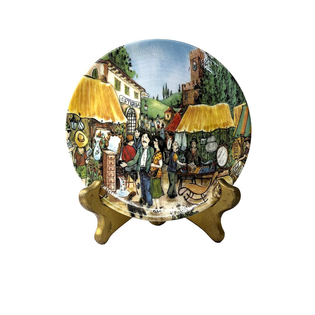 Vintage Plate Italian Market Scene 8 Inch Wall Decor Made in Italy ...