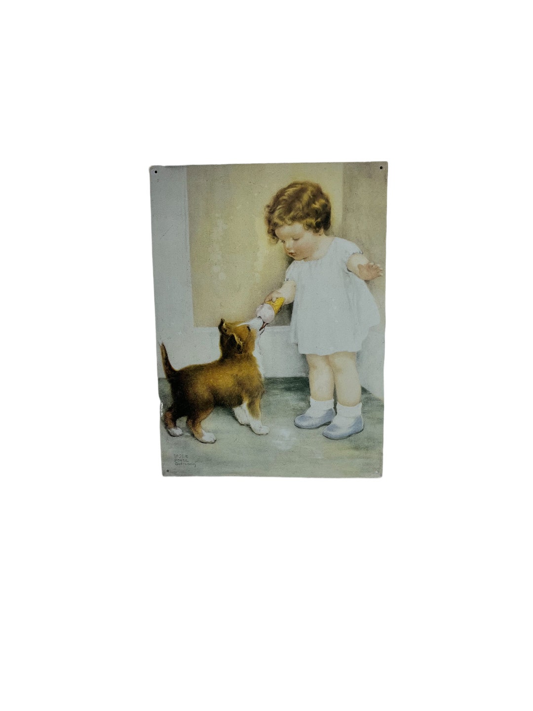 Vintage Betsy Pease Metal Poster: Toddler and Puppy Nursery Decor - Etsy