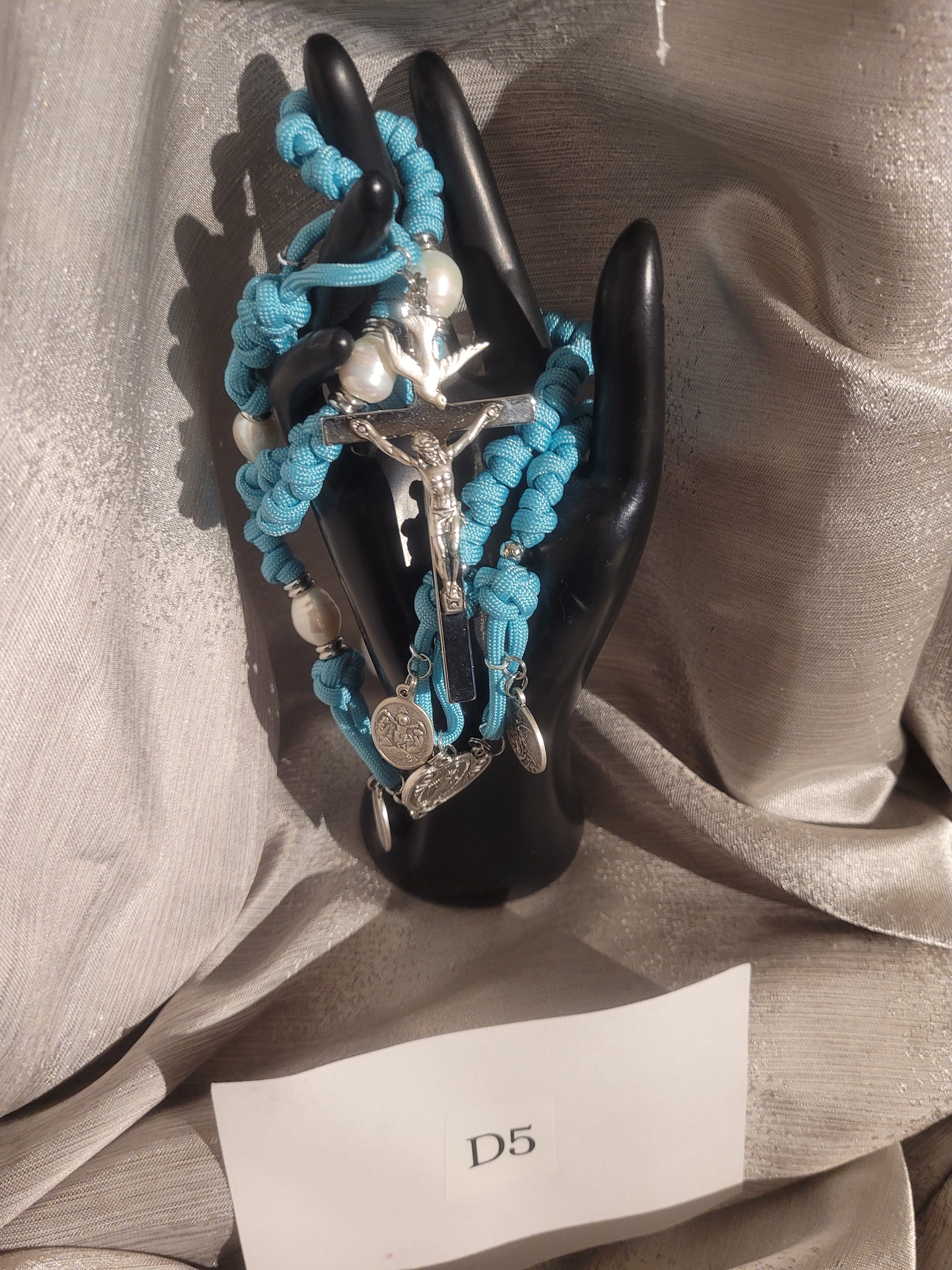 D5 Turquoise Holy Spirit Paracord Rosary With Stainless Steel and ...