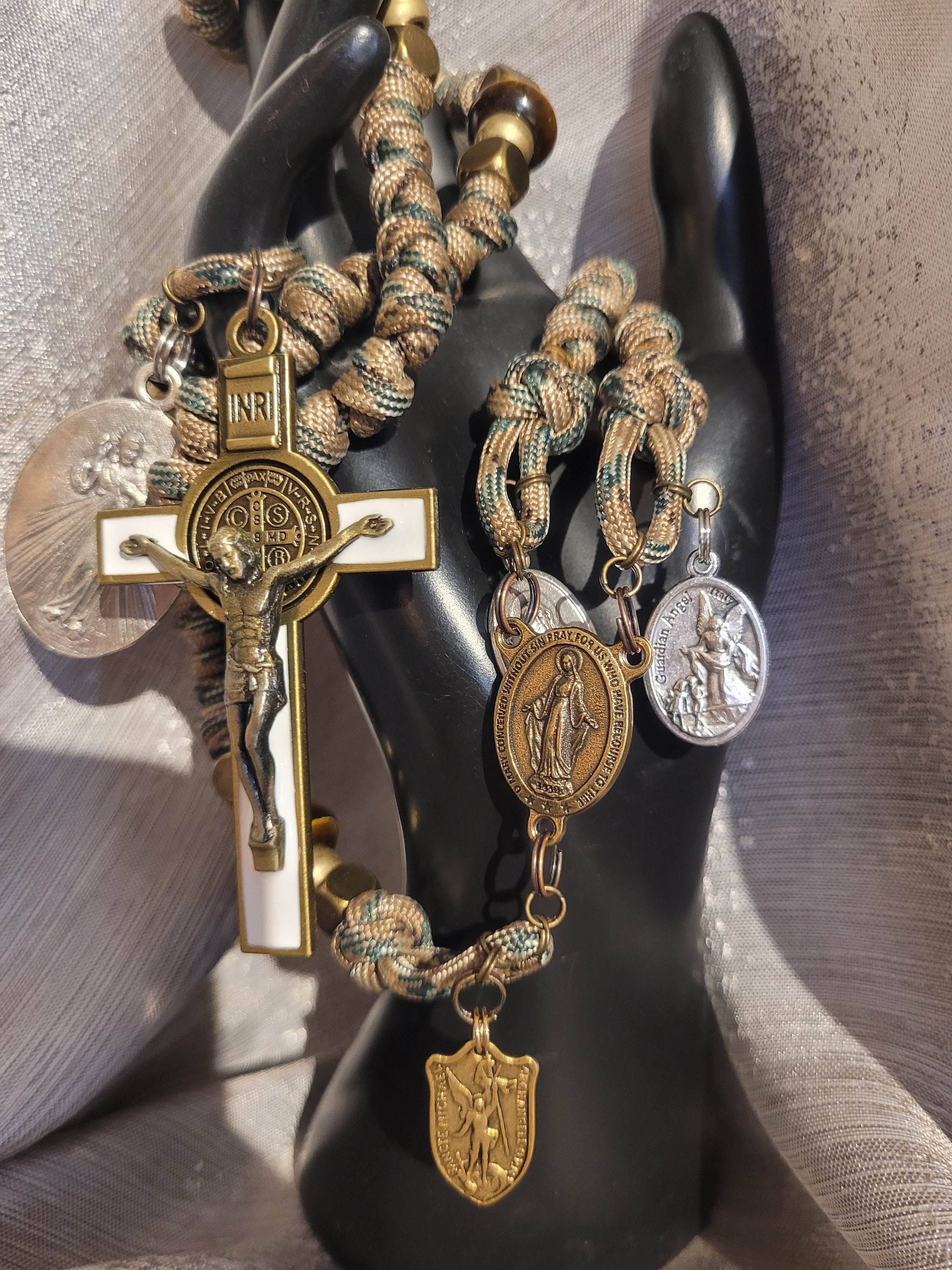 B149 the Divine Mercy Rosary With Coyote Paracord and Tiger Eye and ...