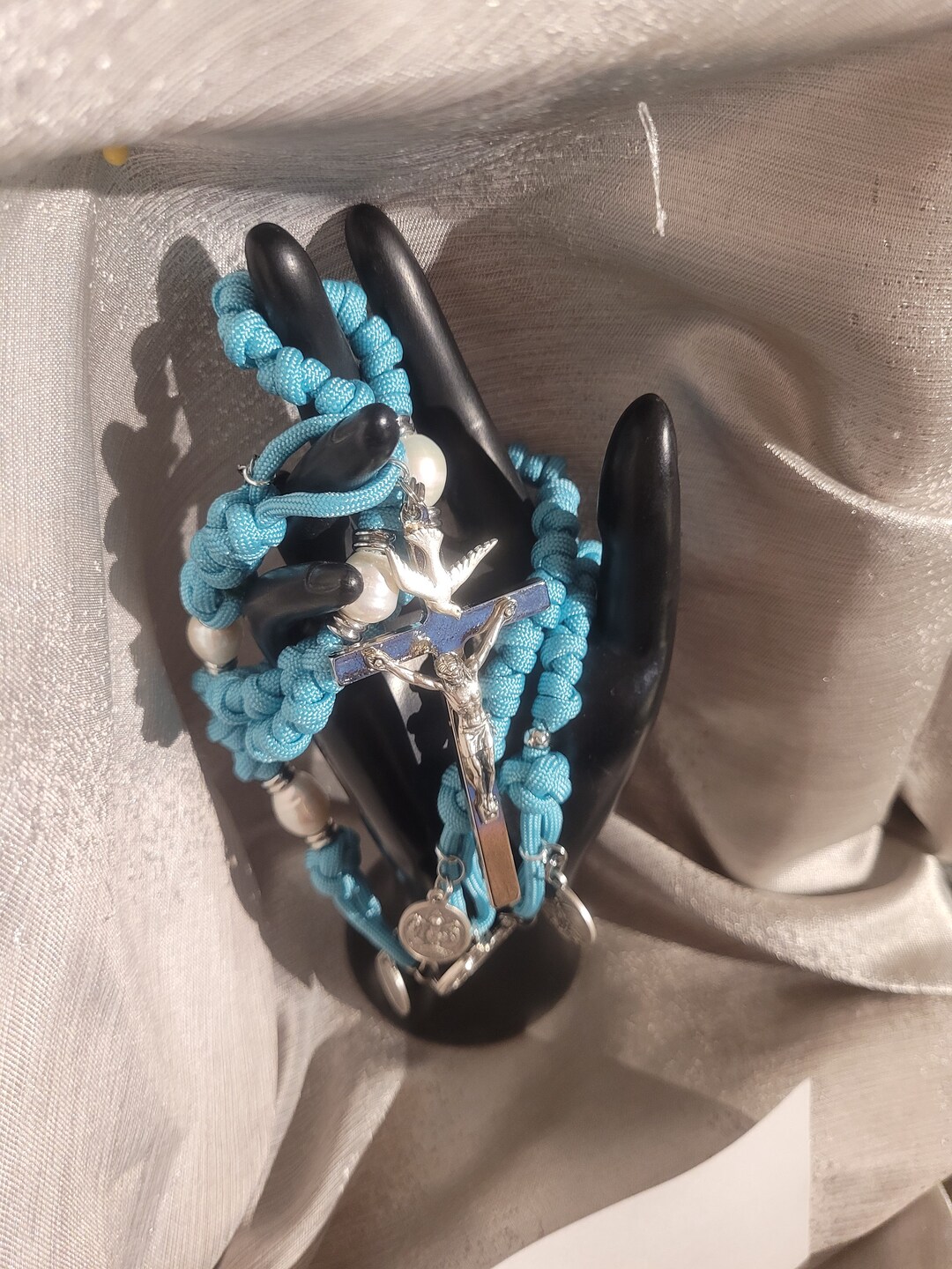 D5 Turquoise Holy Spirit Paracord Rosary With Stainless Steel and ...
