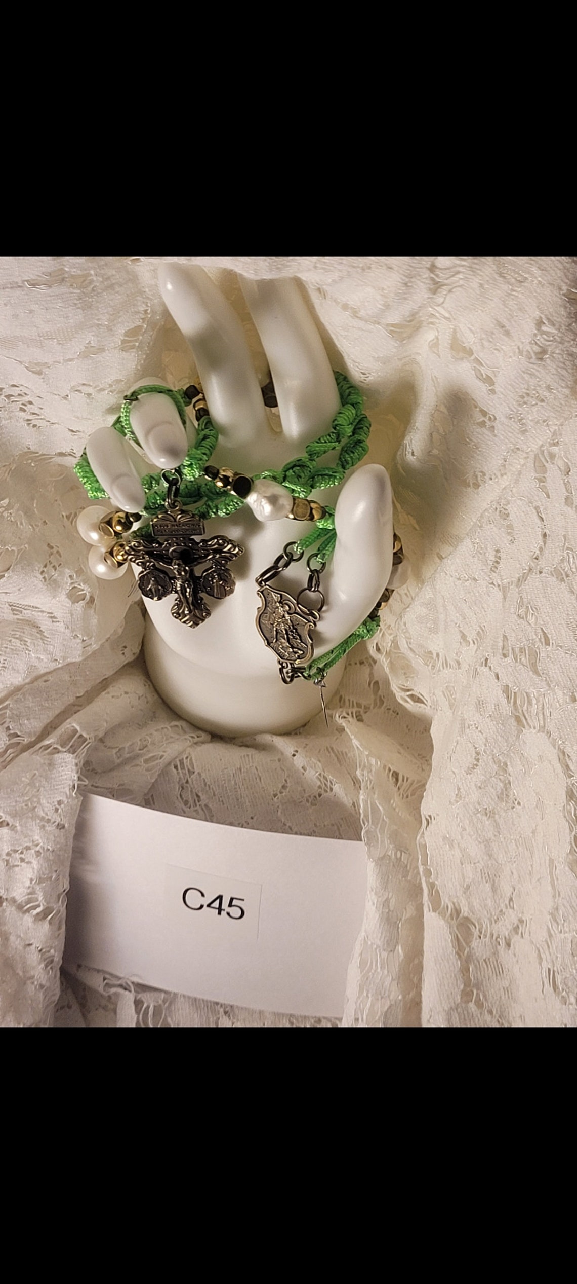 C45 St Michael Rosary Made With Neon Green Paracord With Bronze and ...