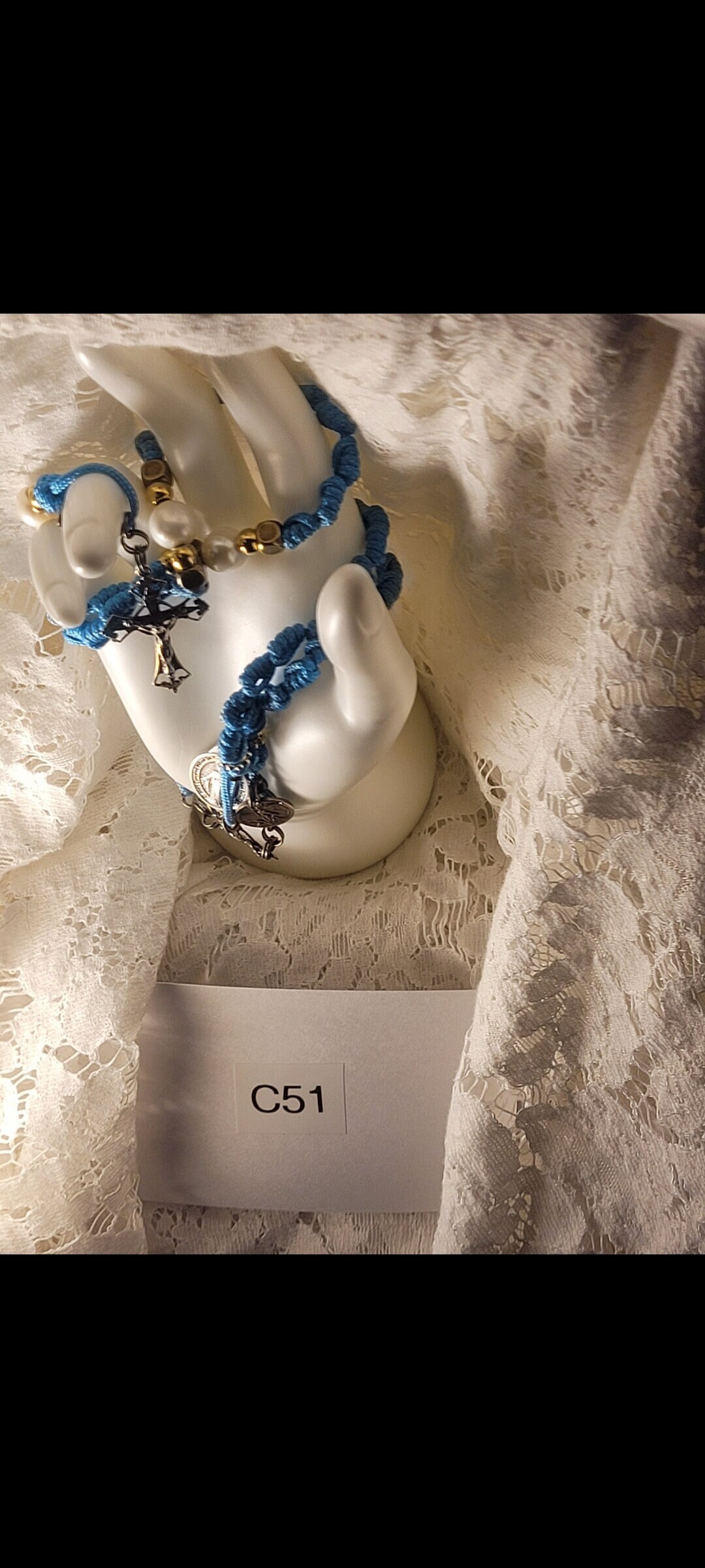 C51 Neon Turquoise Paracord Rosary With Holy Spirit Centerpiece and ...