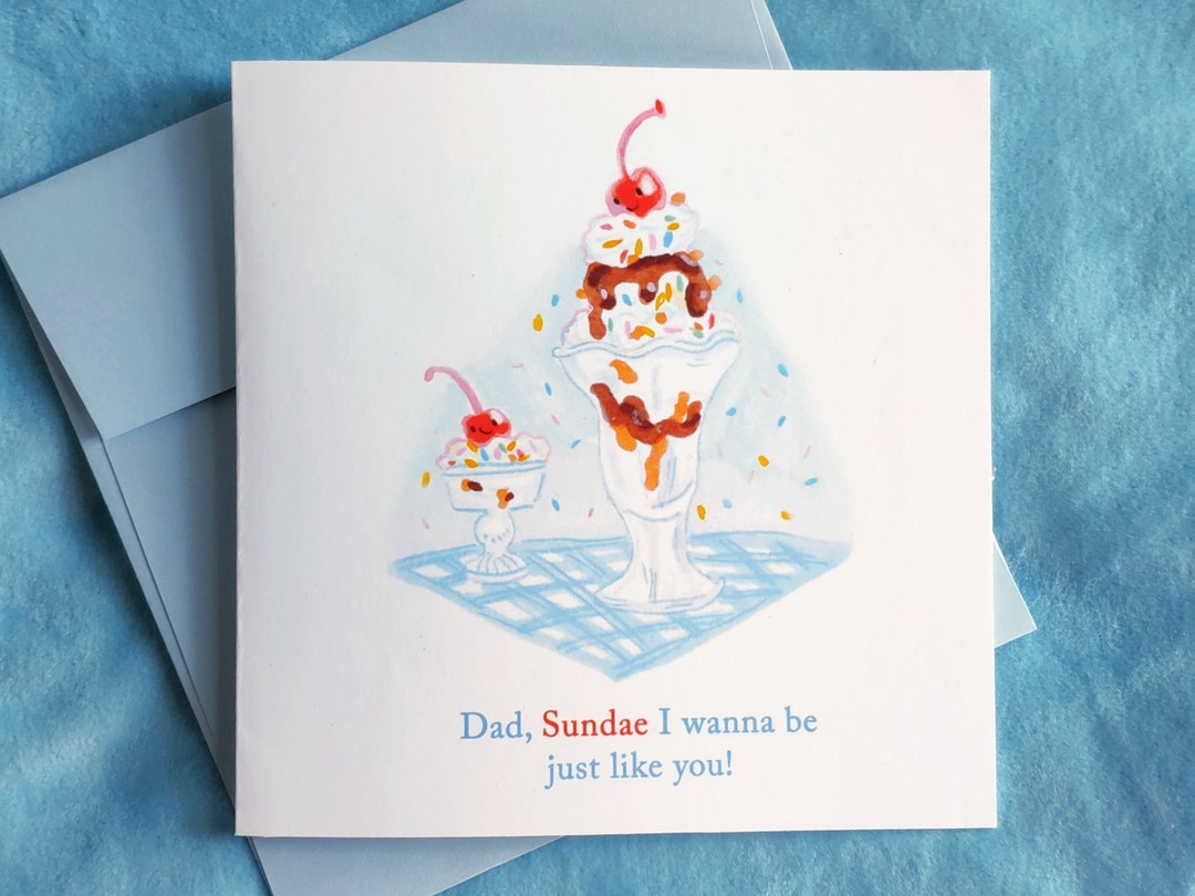 Sundae Father's Day Card- Ice Cream Card or Greeting Card - Etsy