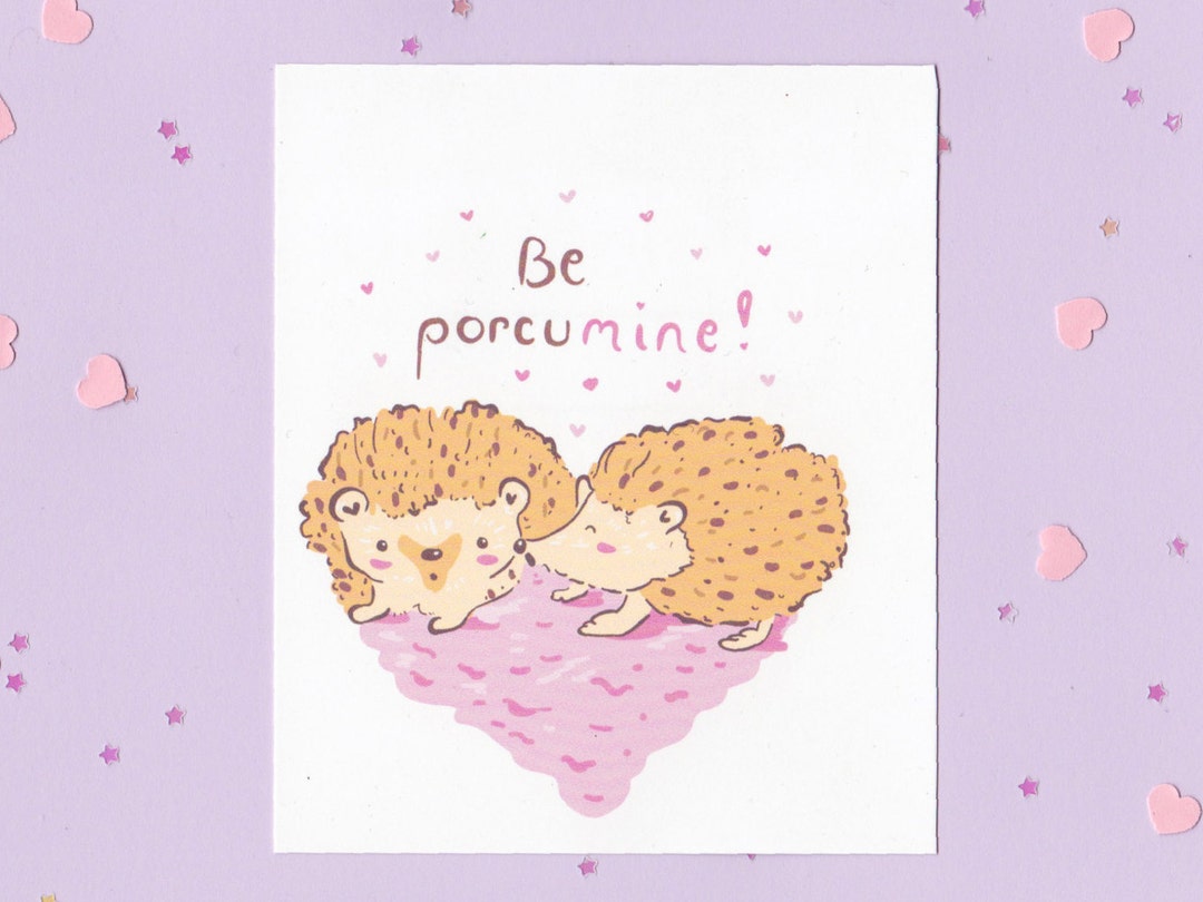 Cute Porcupine Valentine Card Be Porcumine - Etsy