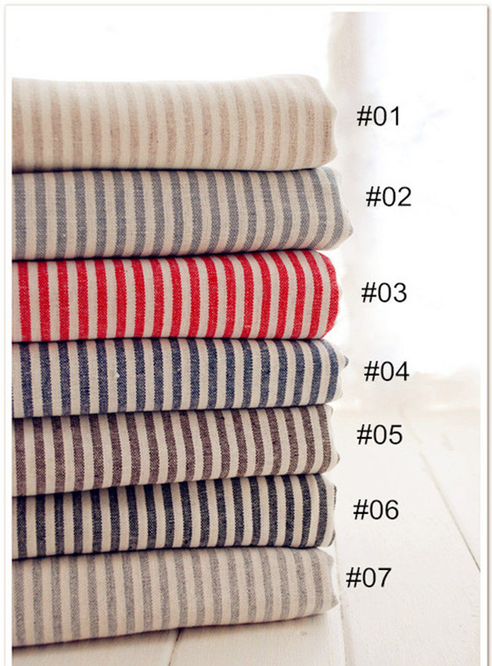 Classic Stripe Fabric Navy Stripe Fabric Stripe Linen Fabric Linen ...