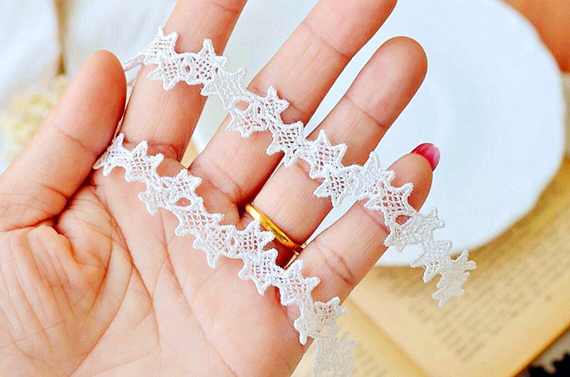 Black White Stars Lace Ribbon 18mm Flower Lace Trim For | Etsy