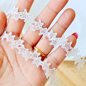 Black White Stars Lace Ribbon 18mm Flower Lace Trim for Necklace Doll ...
