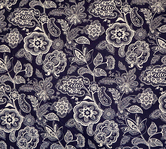 Navy Blue Cotton Linen Fabric Chinese Blue and White Porcelain | Etsy