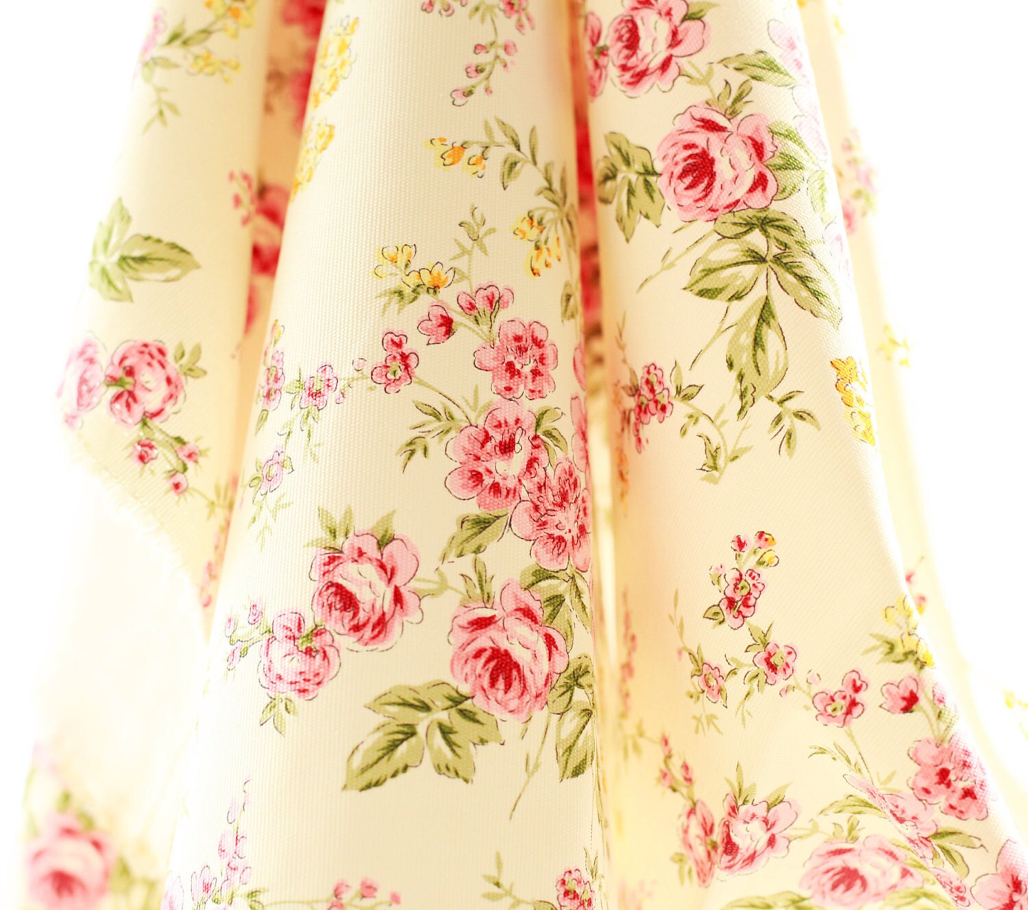 Rose Fabric Cotton Linen Fabric Shabby Chic Pink Rose Floral Etsy