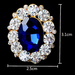 5pcs Rhinestone Buttons Brooch Blue Crystal Oval Cabochon Button ...