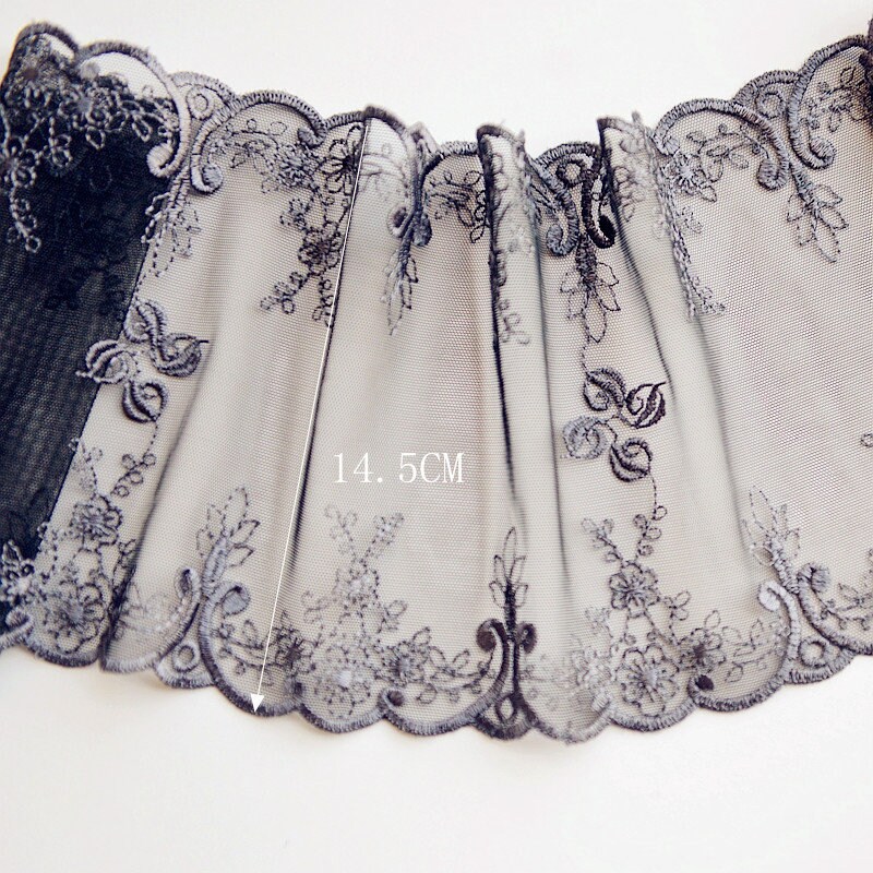 Black Lace Embroidery Lace Trim Bridal Lace Width 14.5cm | Etsy