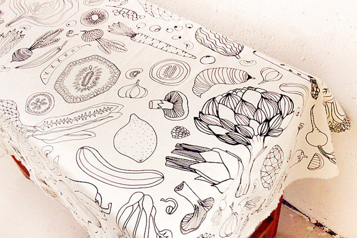 Vegetable Fruit Cotton Linen Fabric Farm Fresh on White Fabric - Etsy