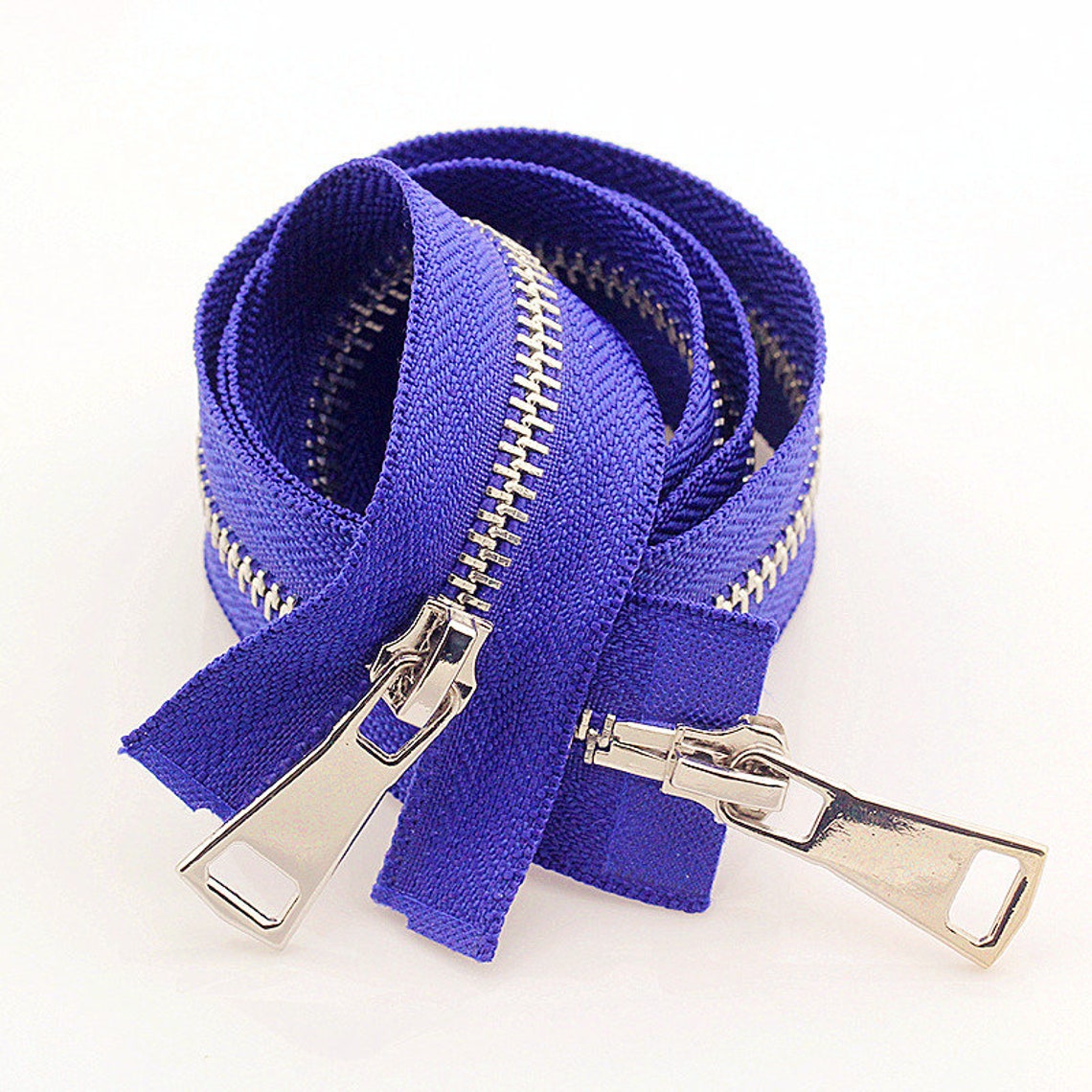 27 Inches Colorful Zippers Metal Zippers Double Zipper Silver - Etsy