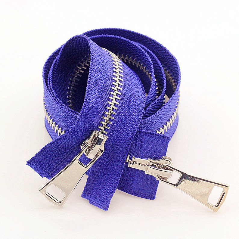 27 inches Colorful Zippers Metal Zippers Double Zipper Silver | Etsy