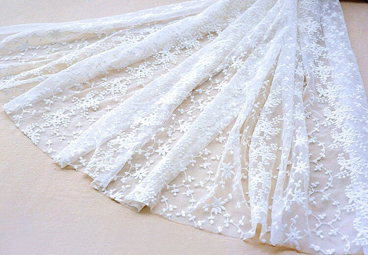 White Flower Lace Fabric Florals Embroidery Lace Netting Tulle | Etsy
