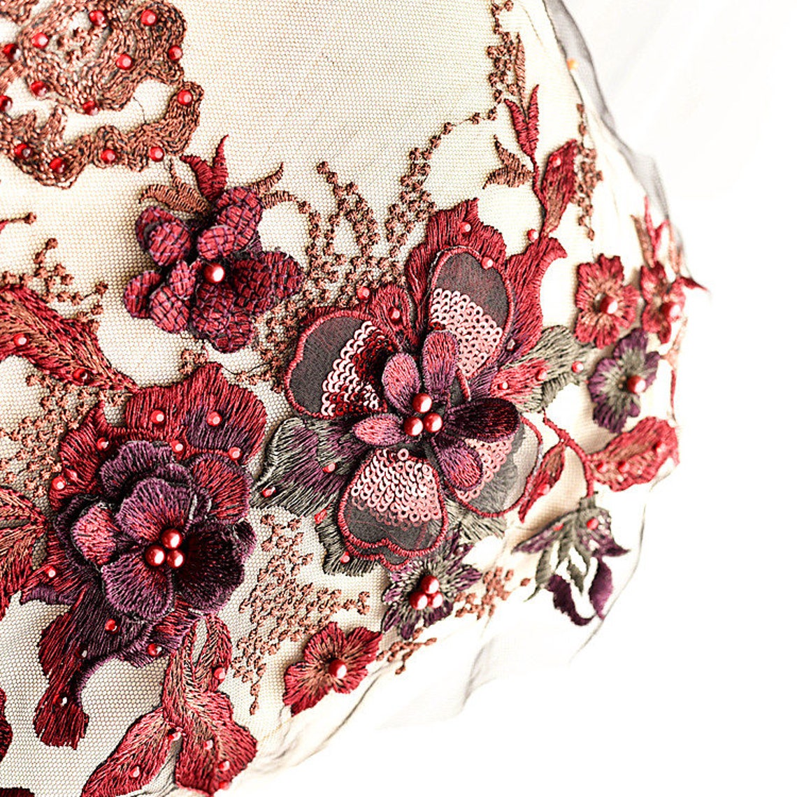 Beaded Applique Rhinestone Pearl Beaded Lace Floral Applique - Etsy