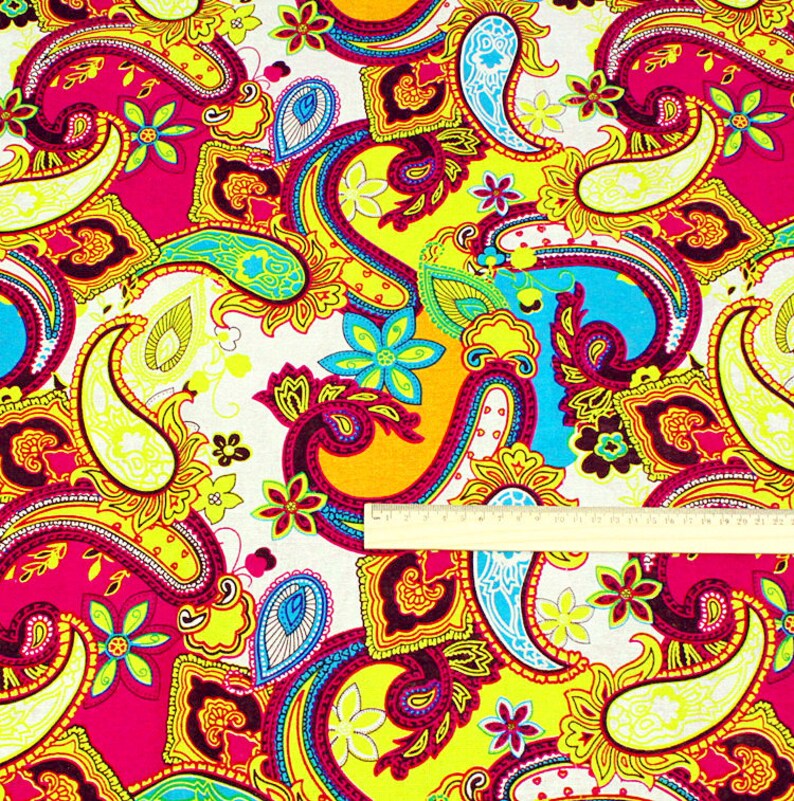 SALE BOHO Style Large Flower Fabric Vintage Bohemian Linen | Etsy