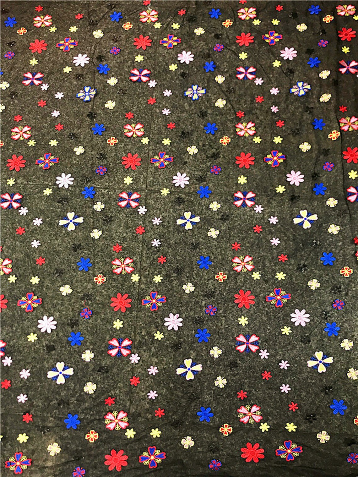 Flower Lace Fabric Colorful Floral Sequins Embroidered on - Etsy