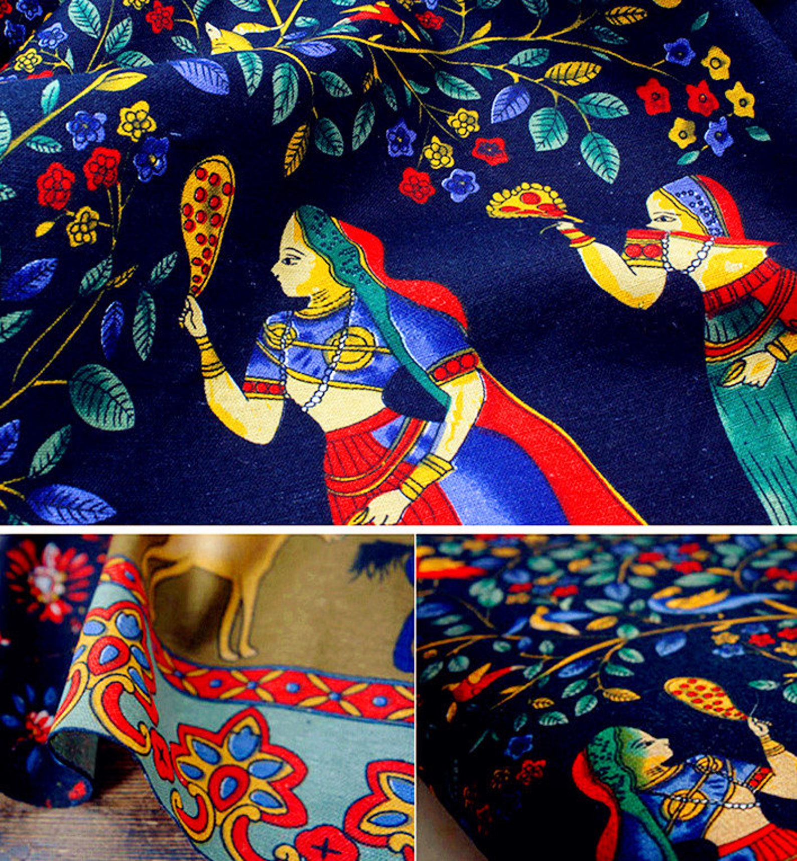 Retro Bohemian Style Linen Cotton Fabric BOHO Border for Cloth - Etsy ...