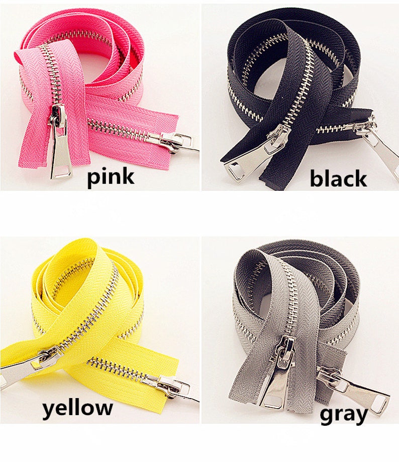 27 inches Colorful Zippers Metal Zippers Double Zipper Silver | Etsy