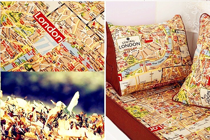 London Map Cotton Fabric Retro Style Canvas Cotton Fabric For | Etsy