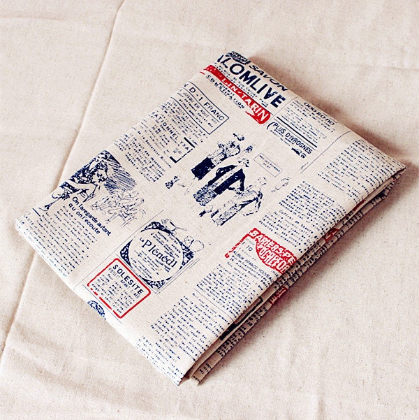 Retro Newspaper Cotton Linen Fabric Vintage French Newspaper | Etsy