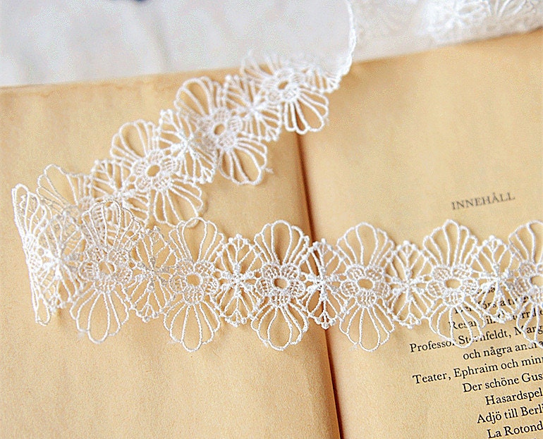 1 Yard Black Lace Trim Large Flower Lace Trim 4cm White Lace - Etsy