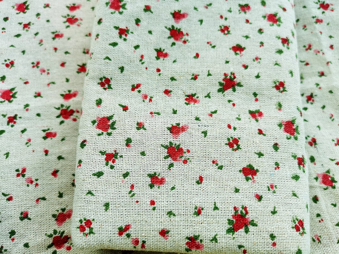 Retro Blumen Baumwolle Leinen Stoff Shabby Chic kleine Rosen Blümchen ...