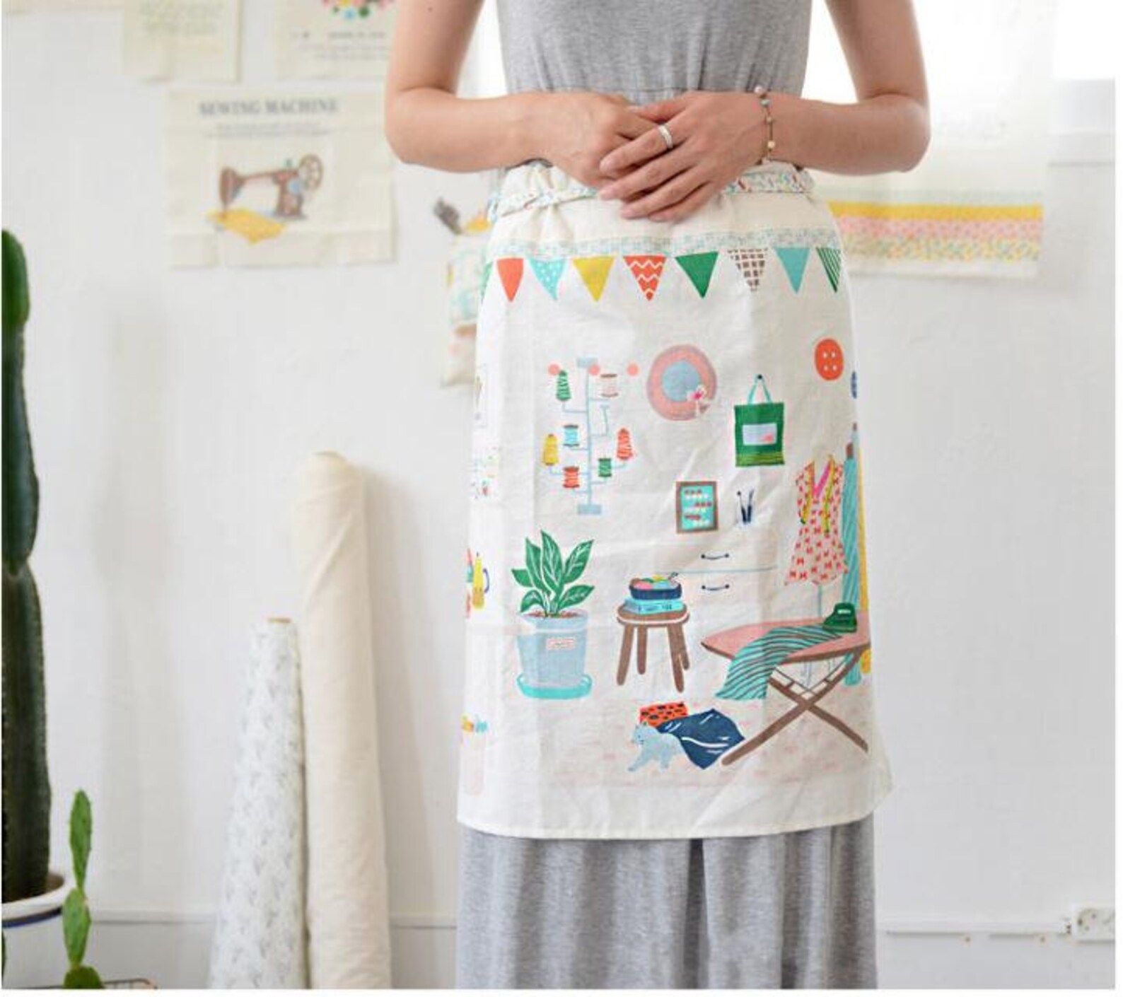 Cotton Linen Fabric the Sewing Room Sweet Workroom Pattern | Etsy