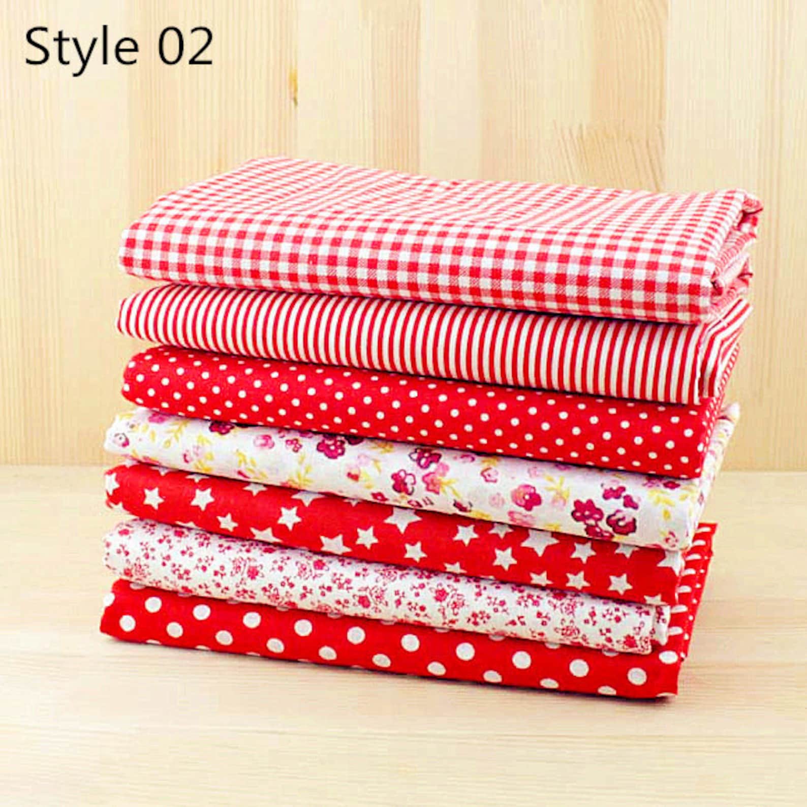 Red Collection Fabric Red Bundle Fabric Flower Stripe Plaid Cotton ...